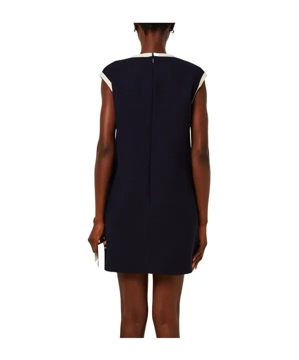 Gucci Sleeveless Wool Blend Tweed Mini Dress With Interlocking G Embroidery