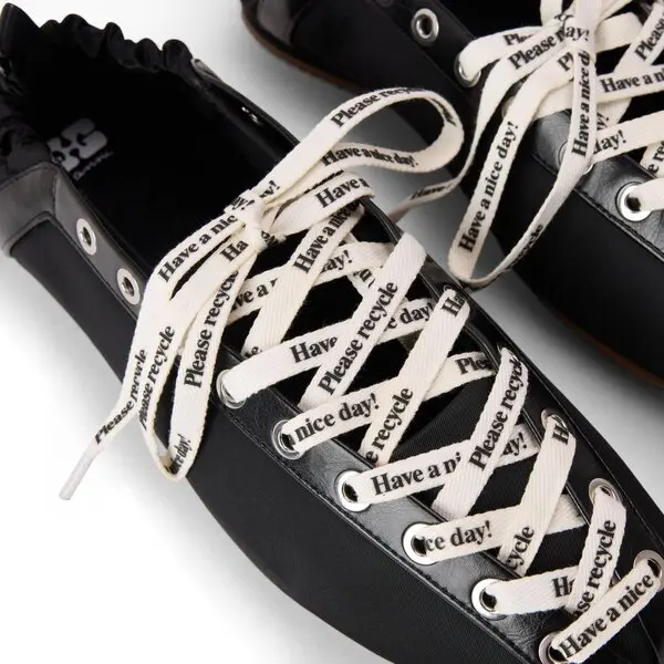 GANNI Lace-up Ballet Flats