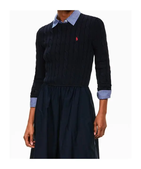 Polo Ralph Lauren Embroidered Knit Midi Dress - Black