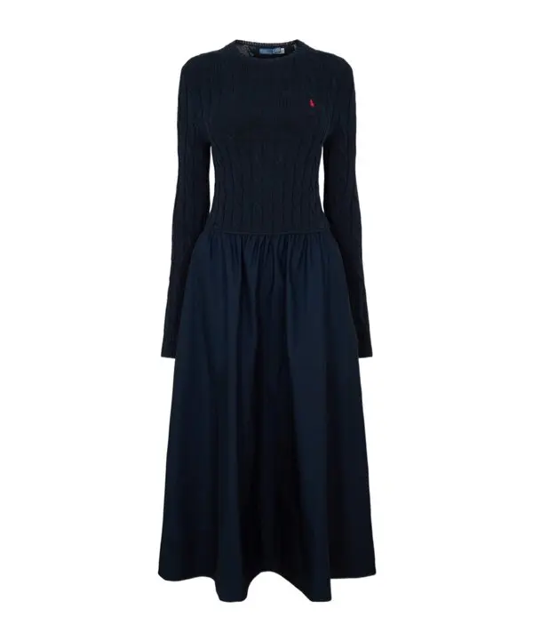 Polo Ralph Lauren Embroidered Knit Midi Dress - Black