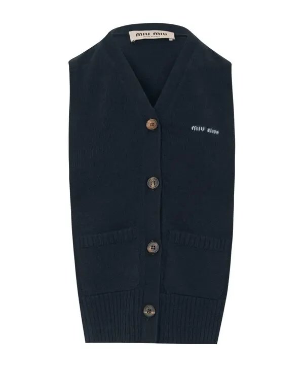 Miu Miu Knitted Sweater Vest - Black