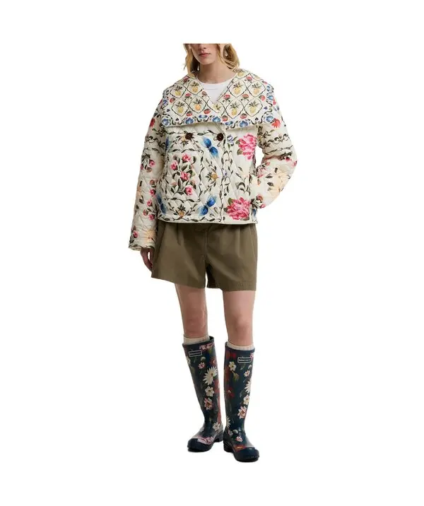 Barbour Quilted Jacket With Floral And Pineapple Print