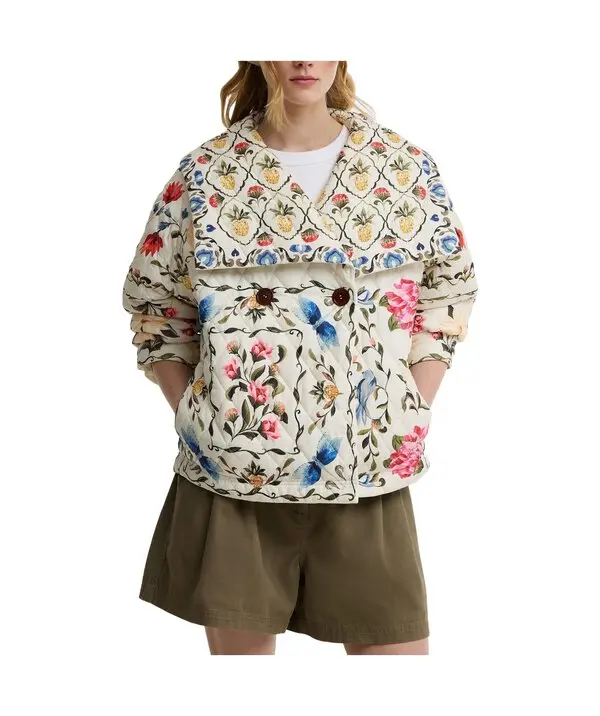 Barbour Quilted Jacket With Floral And Pineapple Print