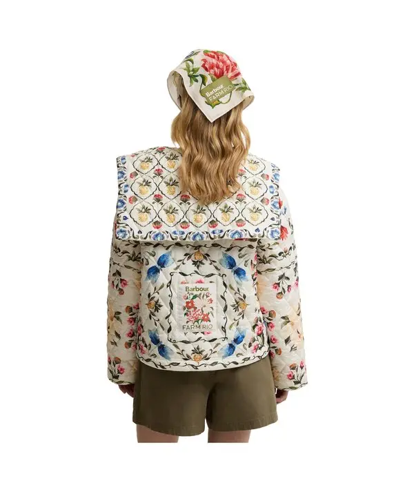Barbour Quilted Jacket With Floral And Pineapple Print