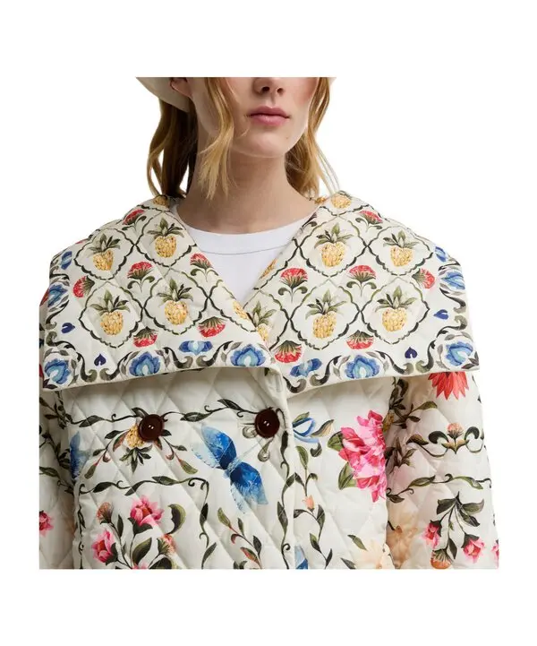 Barbour Quilted Jacket With Floral And Pineapple Print