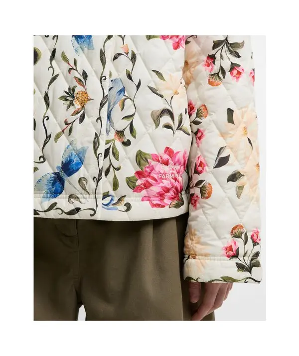 Barbour Quilted Jacket With Floral And Pineapple Print