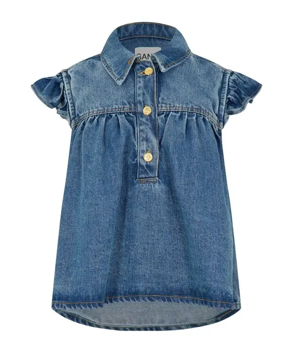 GANNI Denim Short Sleeve Blouse