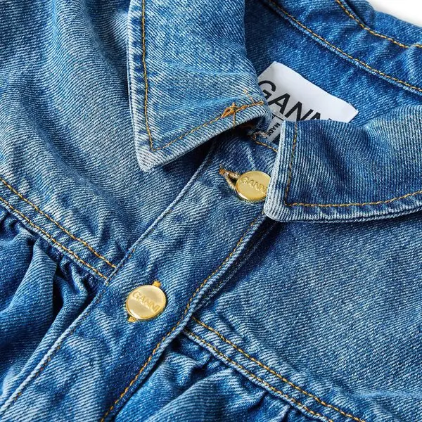 GANNI Denim Short Sleeve Blouse