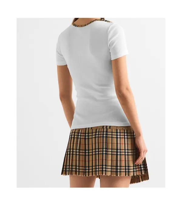 Burberry Slim Fit Ribbed T-shirt With Logo Detail