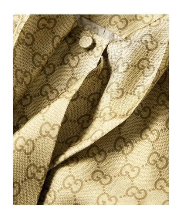 Gucci Monogram Print Blouse With Bow Neck