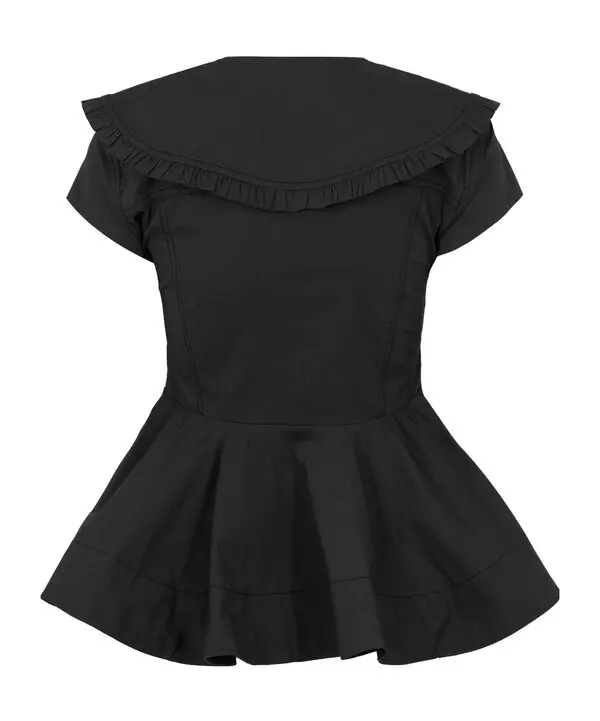 GANNI Short Sleeve Peter Pan Collar Blouse