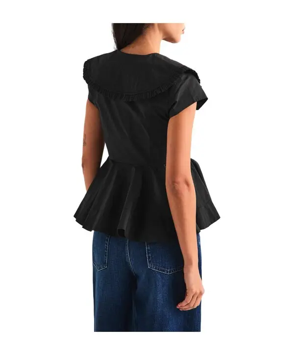 GANNI Short Sleeve Peter Pan Collar Blouse