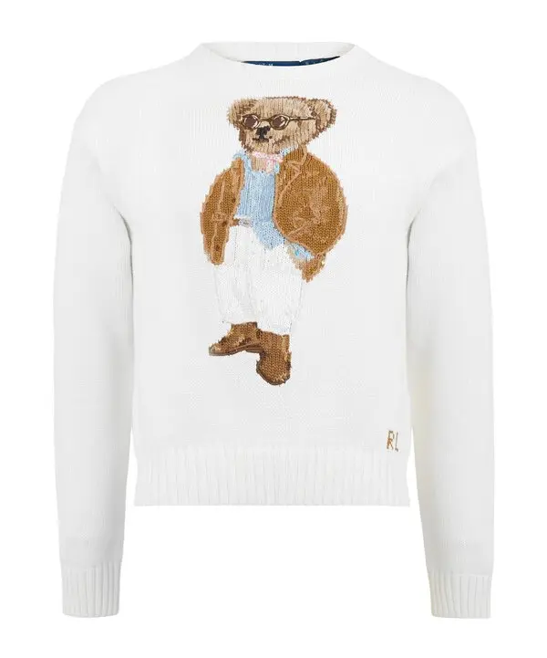 Polo Ralph Lauren Crew Neck Bear Graphic Sweater - White