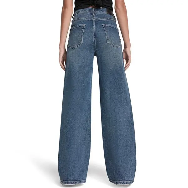 Dkny High-waisted Wide-leg Jeans With Rivet Detailing