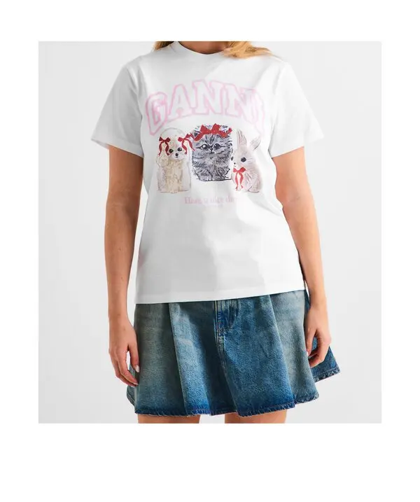 GANNI Graphic Print Crewneck T-shirt
