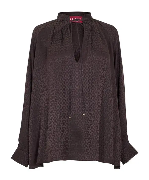 Gucci Stand-up Collar Long-sleeve Blouse