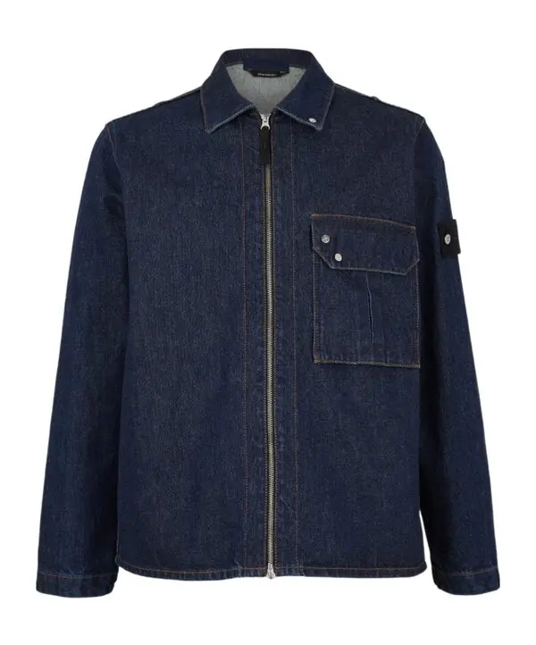 Stone Island Zip-up Jacket With Logo Patch