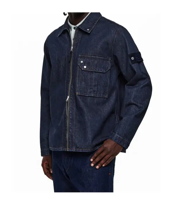 Stone Island Zip-up Jacket With Logo Patch
