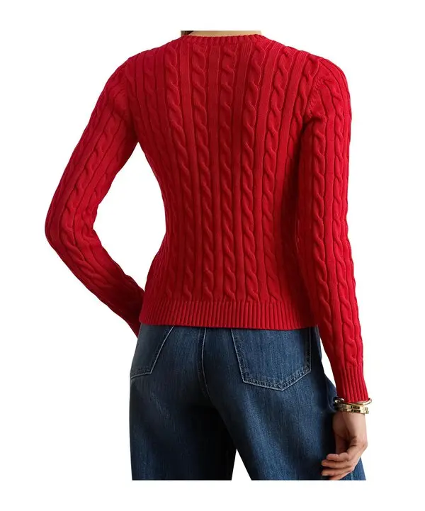 Ralph Lauren Cable Knit Cardigan With Logo Embroidery