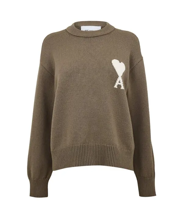 AMI Paris Crew Neck Jumper With Logo Detail