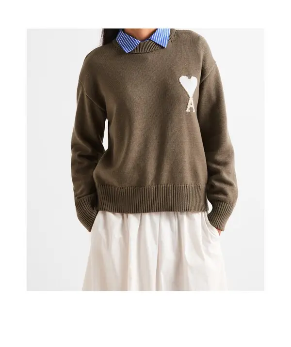 AMI Paris Crew Neck Jumper With Logo Detail