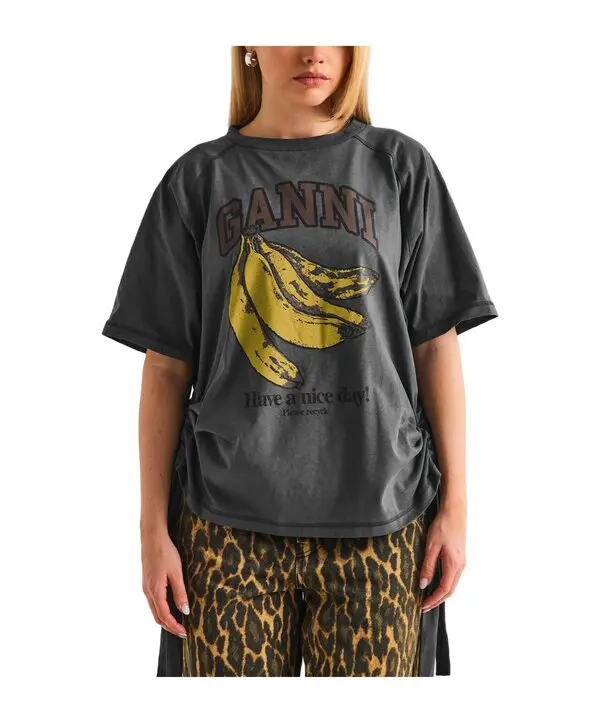GANNI Have A Nice Day" Graphic T-shirt - Black