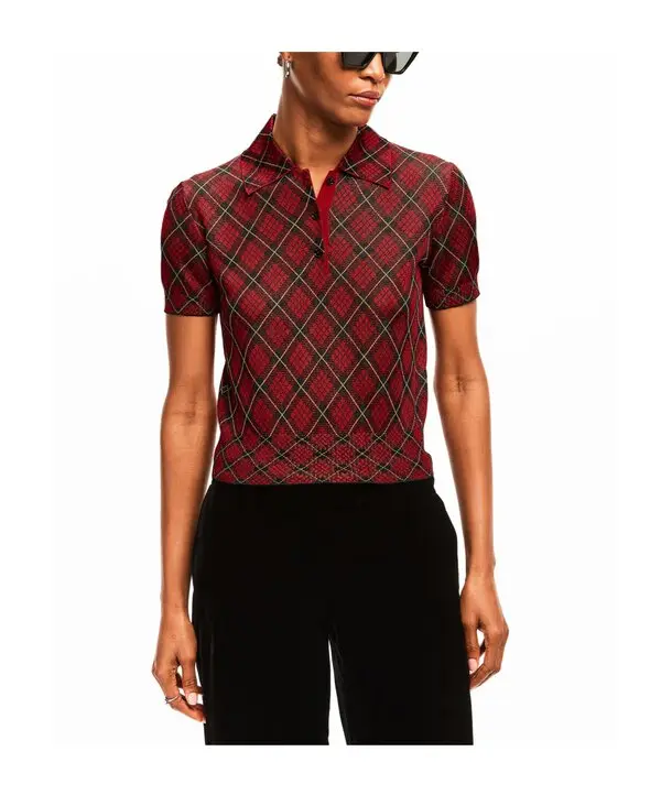 Alexander McQueen Checkered Knit Polo Shirt