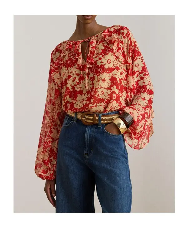 Ralph Lauren Long Sleeve Printed Blouse