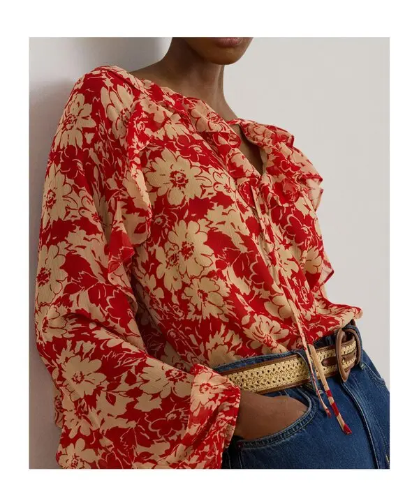 Ralph Lauren Long Sleeve Printed Blouse