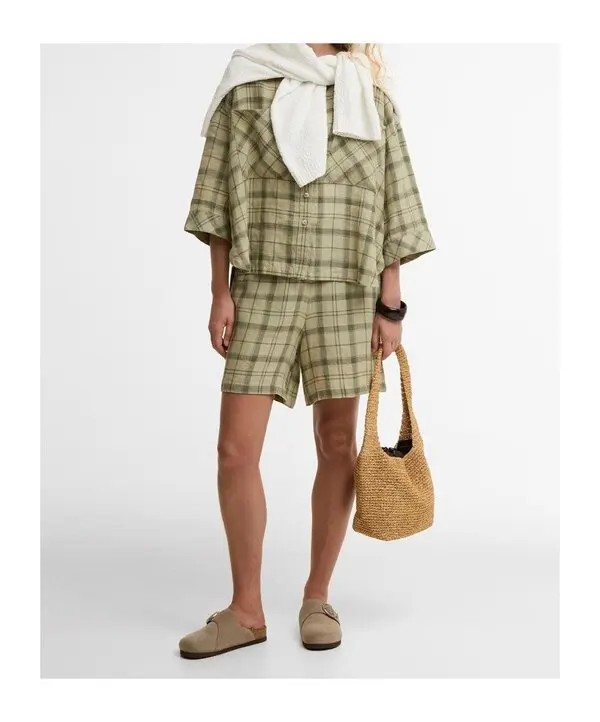Barbour Plaid Tailored Shorts With Belt Loops And Side Pockets
