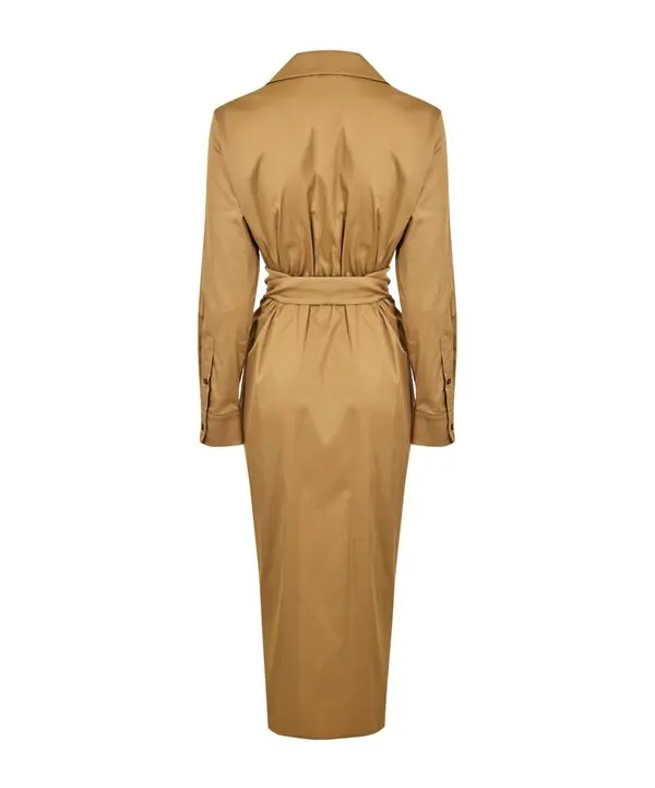 Max Mara Long Sleeve Belted Shirt Dress - Nude