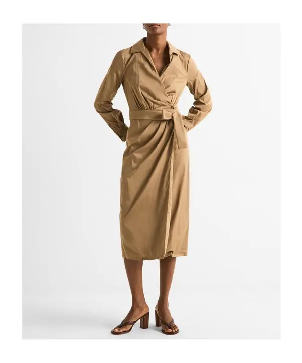 Max Mara Long Sleeve Belted Shirt Dress - Nude