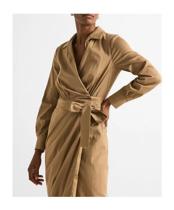 Max Mara Long Sleeve Belted Shirt Dress - Nude