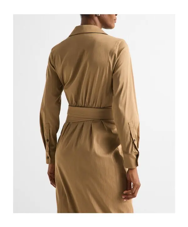 Max Mara Long Sleeve Belted Shirt Dress - Nude