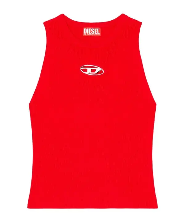 DIESEL® Ribbed Sleeveless Top With Logo Detail