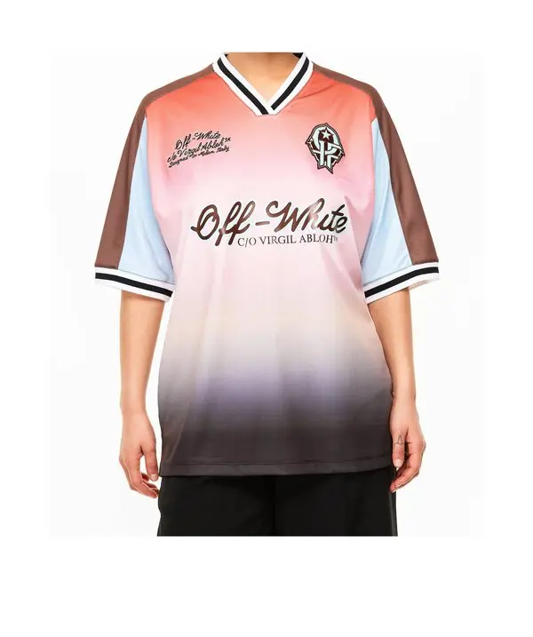 Off-White Logo" V-neck T-shirt - Nude