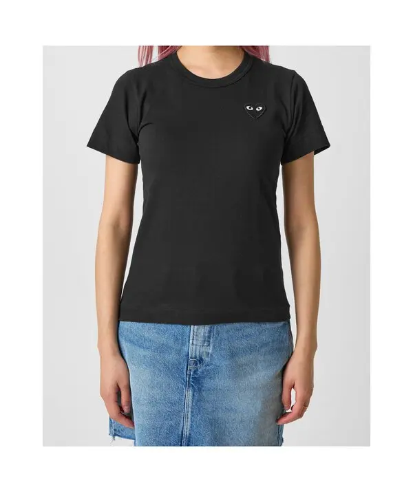 Play Comme Des Garcon Logo Crew Neck T-shirt - Black