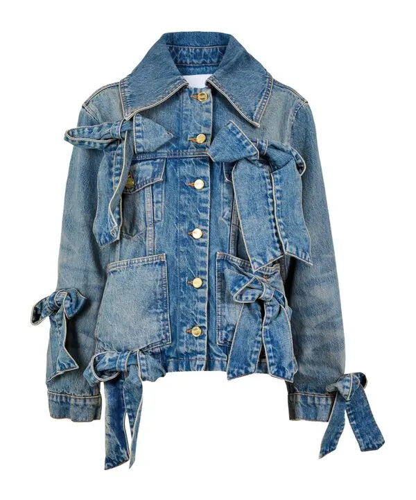 GANNI Denim Jacket With Decorative Bows