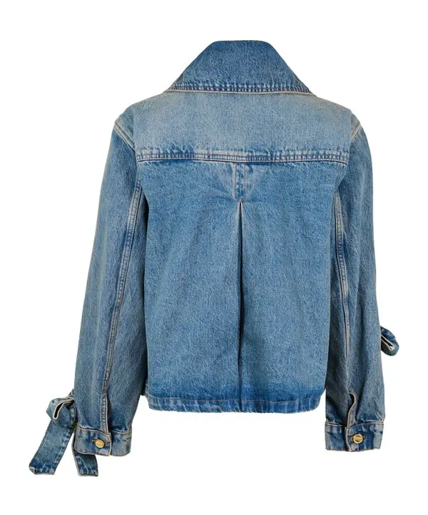 GANNI Denim Jacket With Decorative Bows