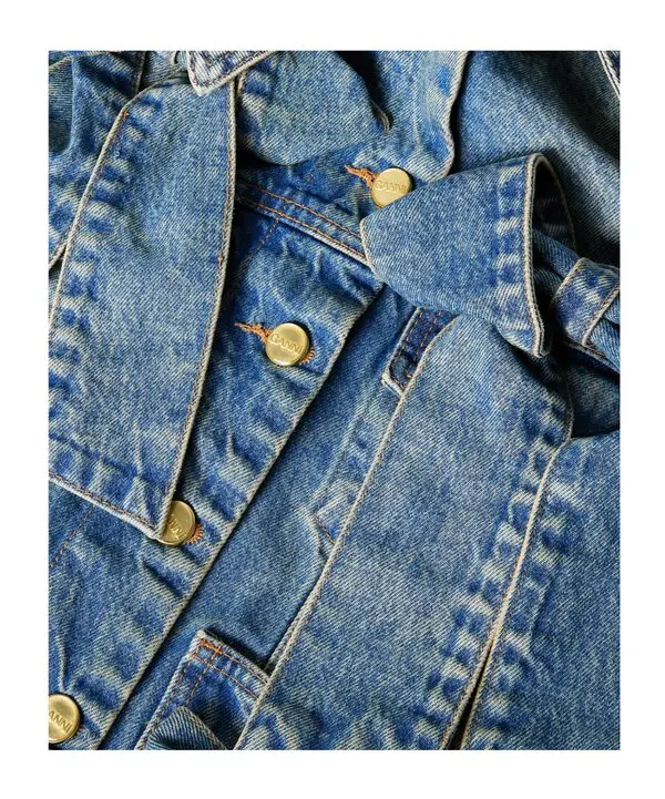 GANNI Denim Jacket With Decorative Bows