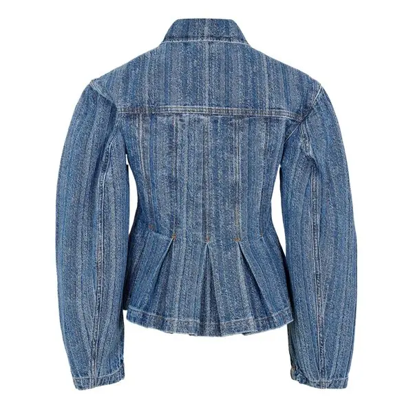 GANNI Fitted Denim Jacket With Classic Collar - Blue