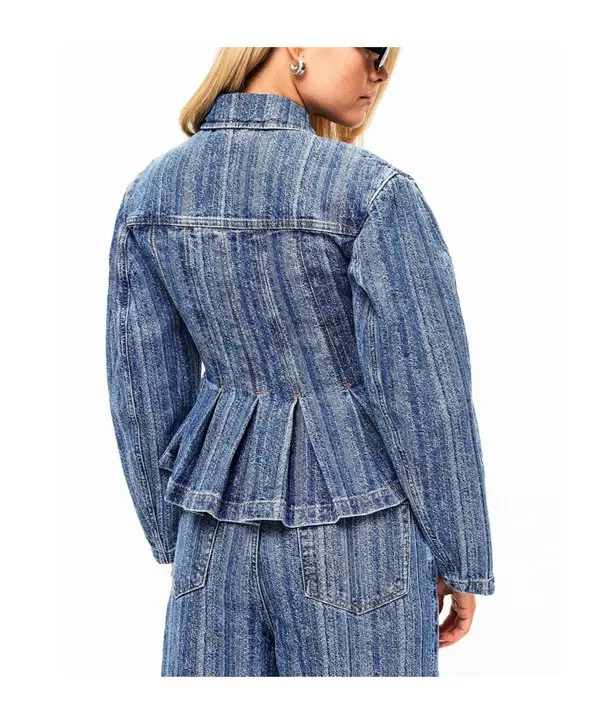 GANNI Fitted Denim Jacket With Classic Collar - Blue