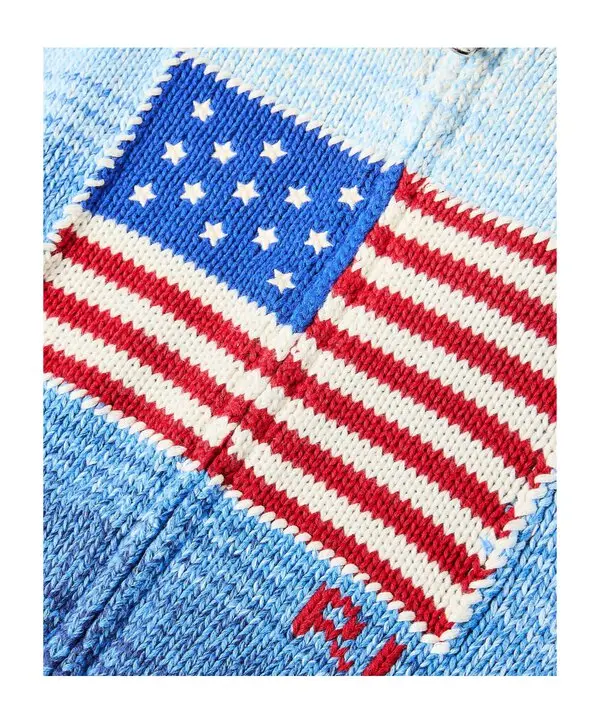 Polo Ralph Lauren Knit Hooded Zip-up With Flag Jacquard