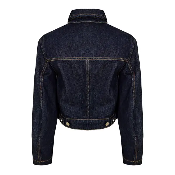 GANNI Cropped Denim Jacket With Classic Collar