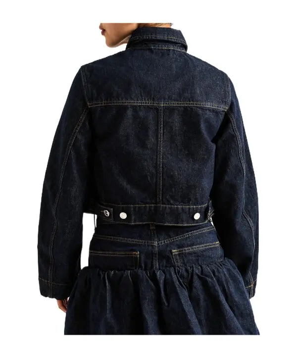 GANNI Cropped Denim Jacket With Classic Collar