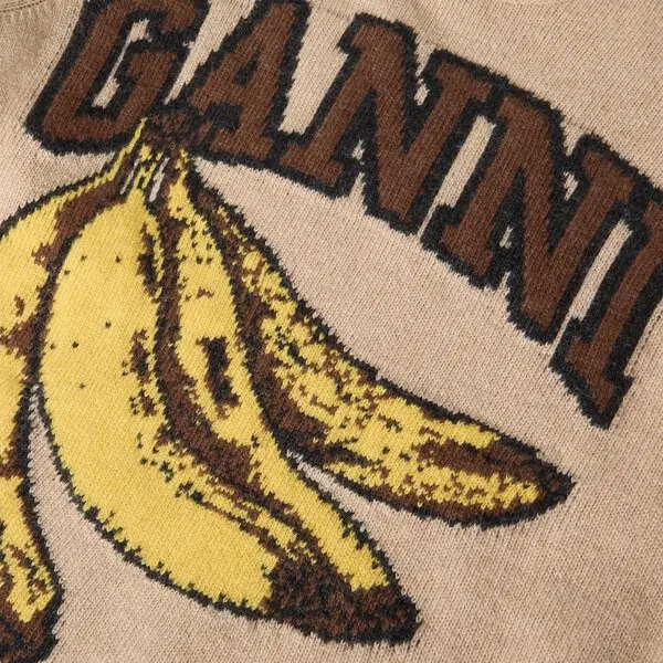 GANNI Crew Neck Jumper With Banana Graphic