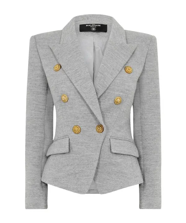 Balmain Notched Lapel Double-breasted Jacket - Gray