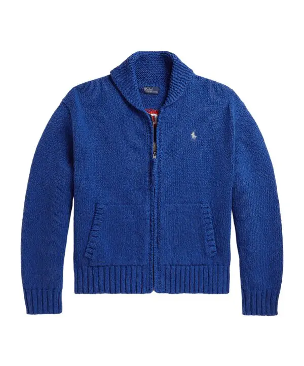 Polo Ralph Lauren Shawl Collar Zip-up Cardigan With Graphic Back Detail