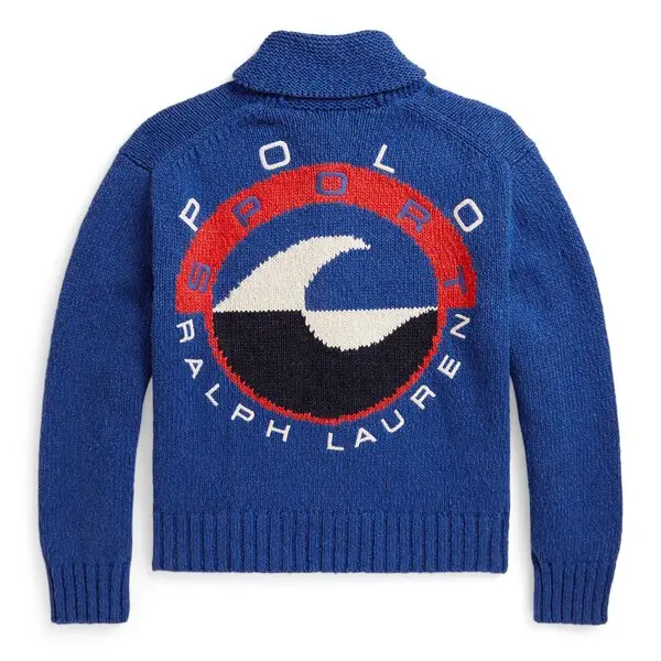 Polo Ralph Lauren Shawl Collar Zip-up Cardigan With Graphic Back Detail