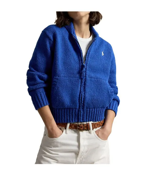 Polo Ralph Lauren Shawl Collar Zip-up Cardigan With Graphic Back Detail